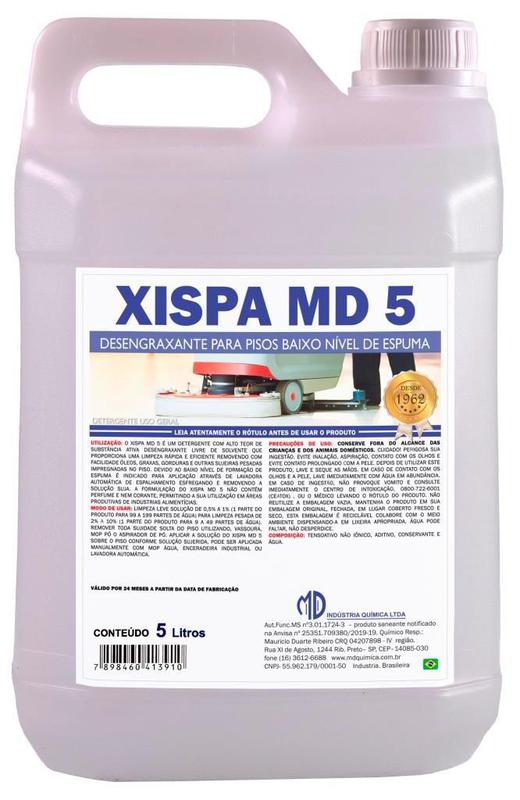 Xispa md 5 - detergente baixo nivel espuma para lavadora automática sem perfume - md- 5 litros ...