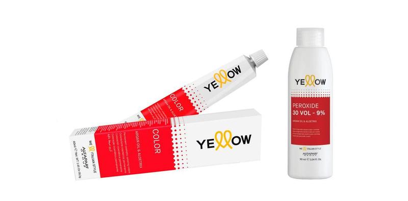 YELLOW COLOR PERMANENT 7.37 60ml + OX 30 VOLUMES 90 ML - Tinta de ...