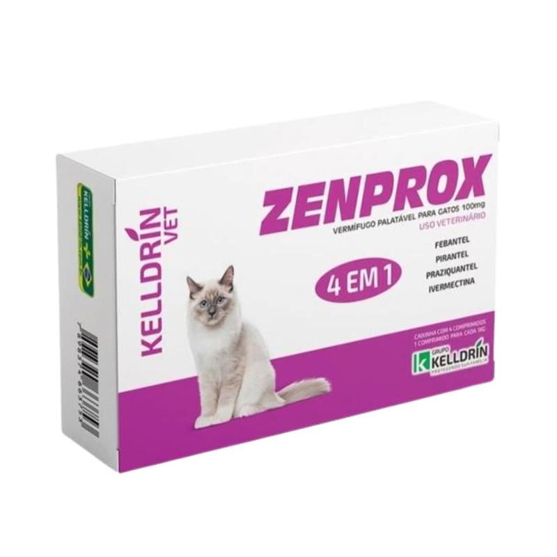 Zenprox Gatos Vermífugo Palatável 100mg - Kelldrin - Vermífugo ...