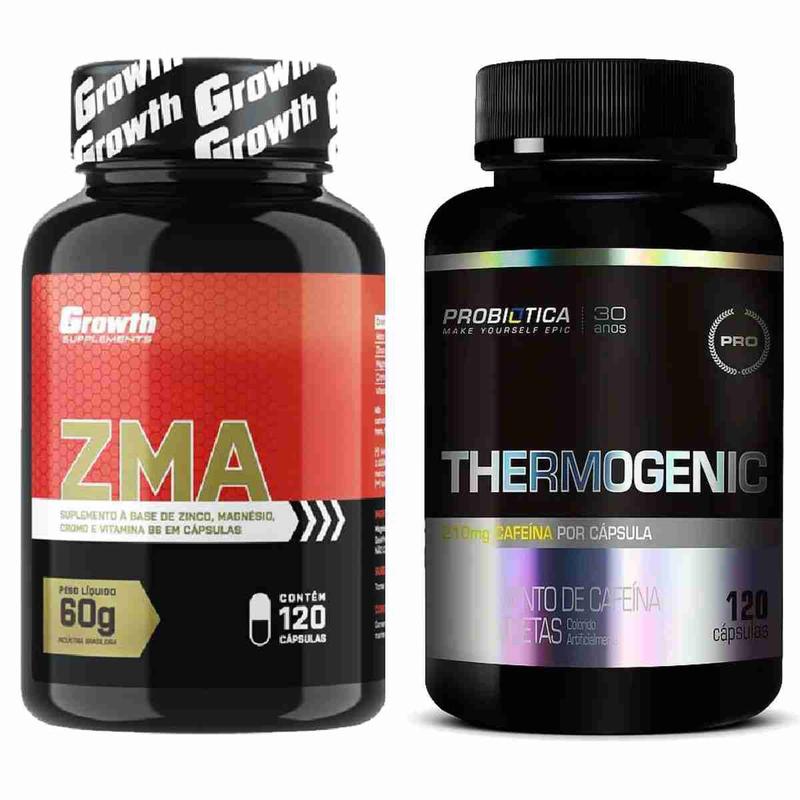 Zma 120 Caps Growth + Cafeína Pura 120 Caps Probiotica - Growth ...